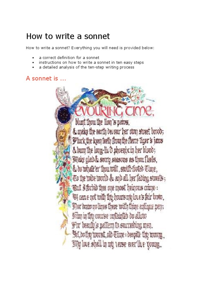 4 How To Write A Sonnet Handout