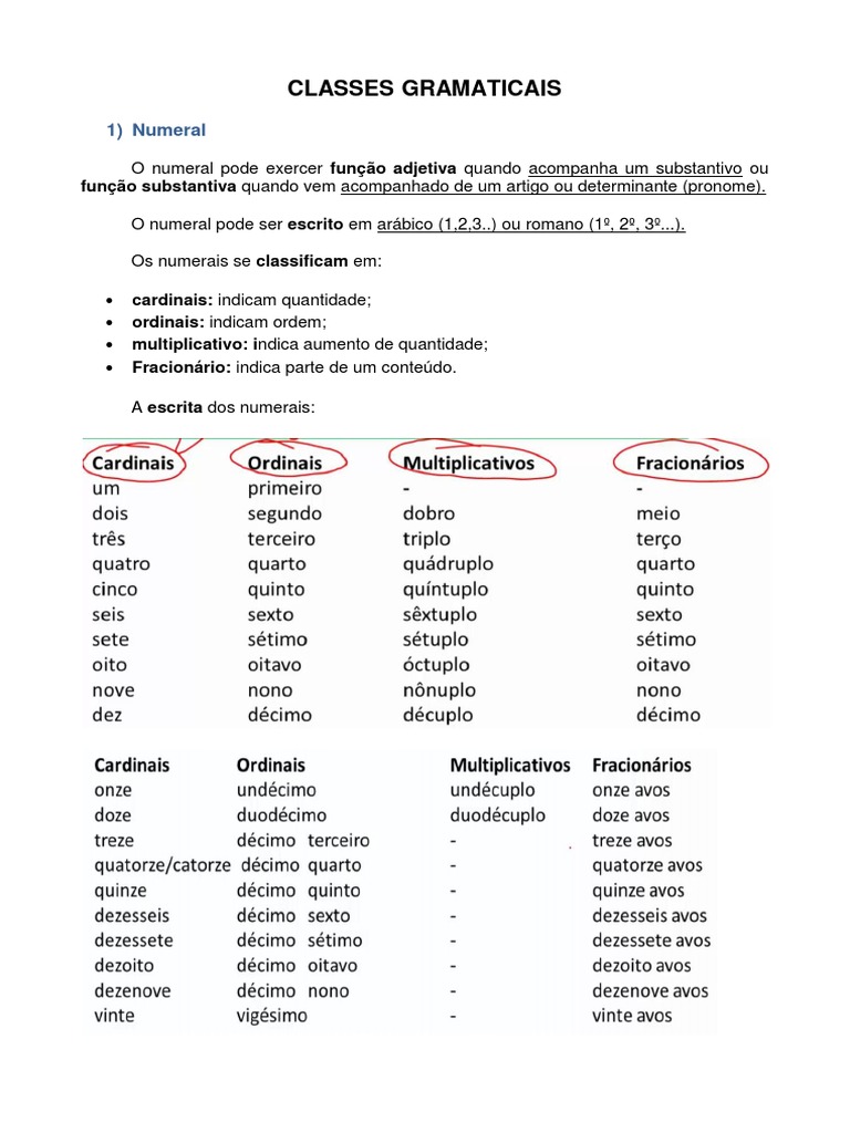 Classes Gramaticais | PDF | Classe gramatical | Gramática