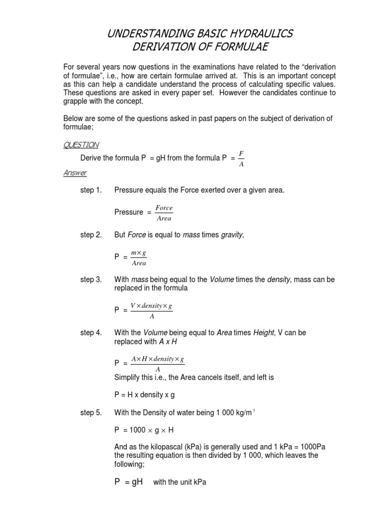Exam Formula Derivation Guide | PDF | Density | Litre