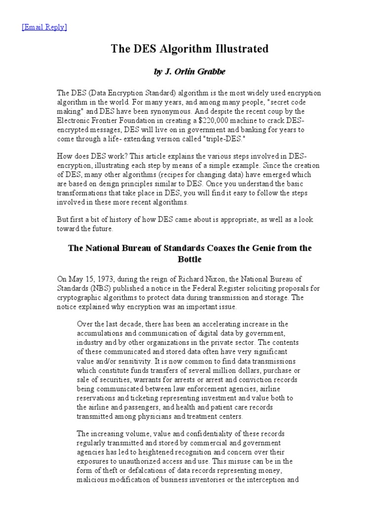 The DES Algorithm Illustrated | Download Free PDF | Cryptography ...