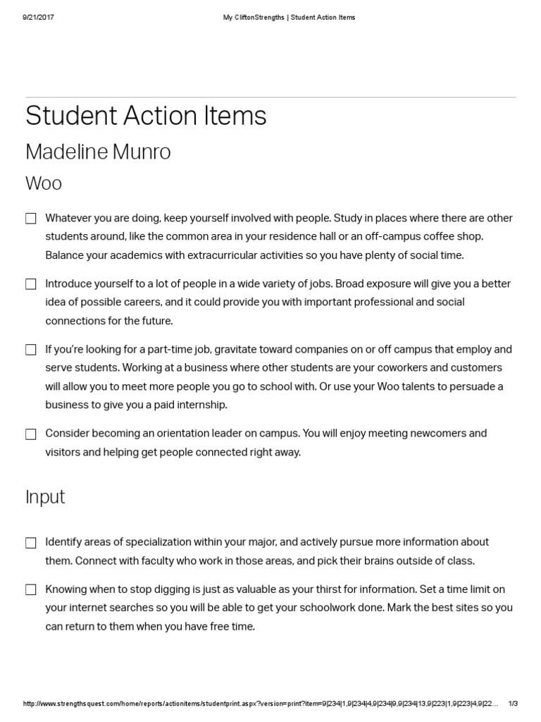 Student Action Items Print | PDF | Gallup (Company) | Employment