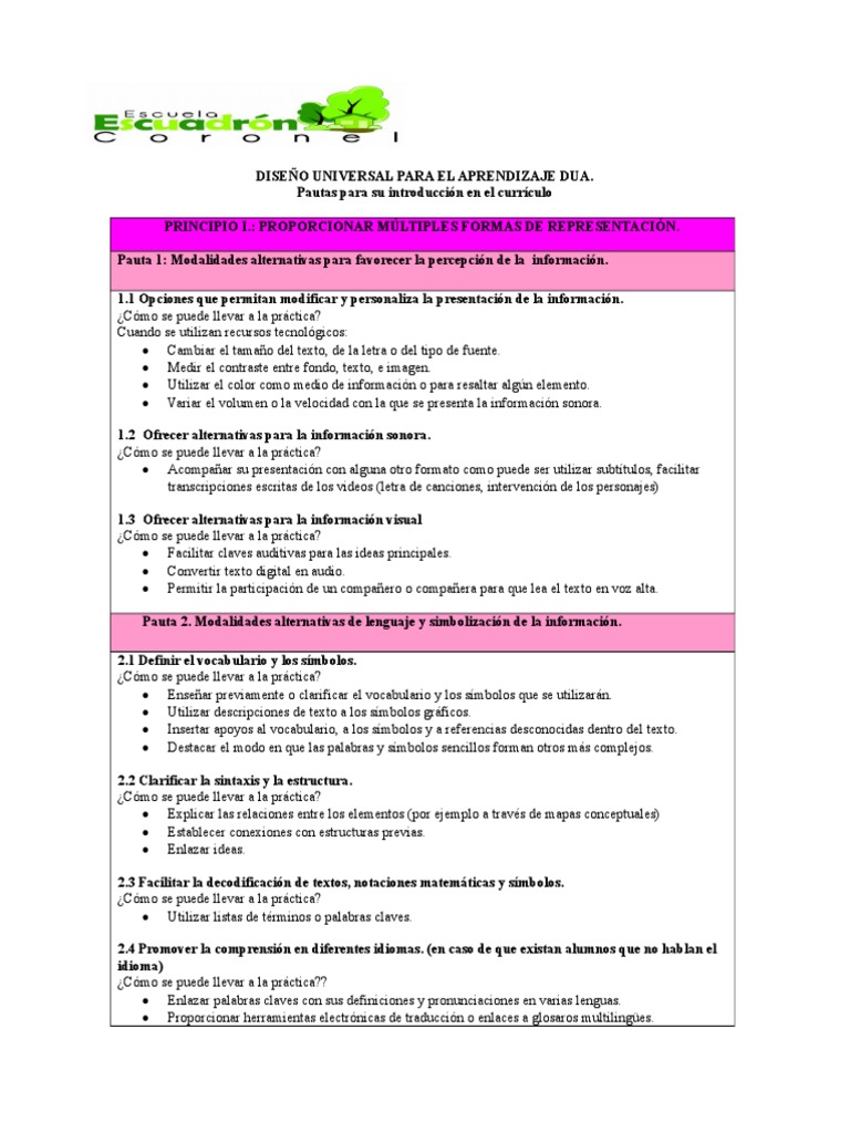 Diseño Universal para El Aprendizaje Dua | PDF | Información | Los símbolos
