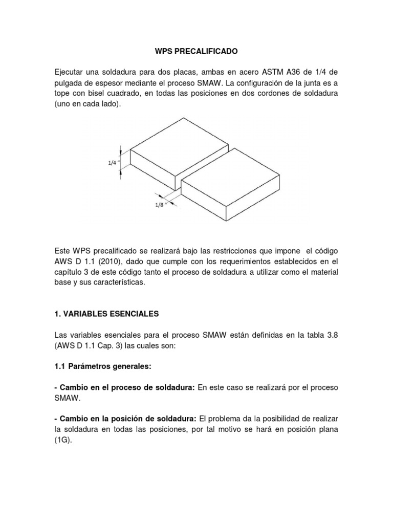 WPS Precalificado | PDF | Soldadura | Construcción