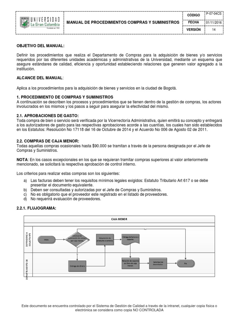 Manual Procedimientos Compras Suministros | PDF | Correo electrónico | Calidad (comercial)