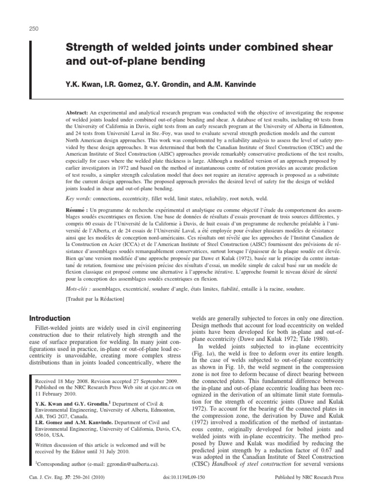 Strength of Welded Joints in Shear | PDF | Strength Of Materials | Welding