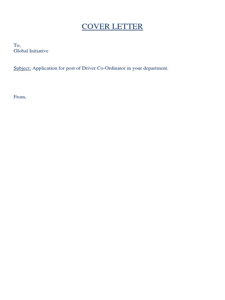 Driver Co-Ordinator Application Letter | PDF | Business