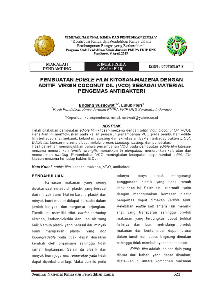 F 10 Pembuatan Edible Film Kitosan Maizena Dengan Aditif Virgin Coconut ...