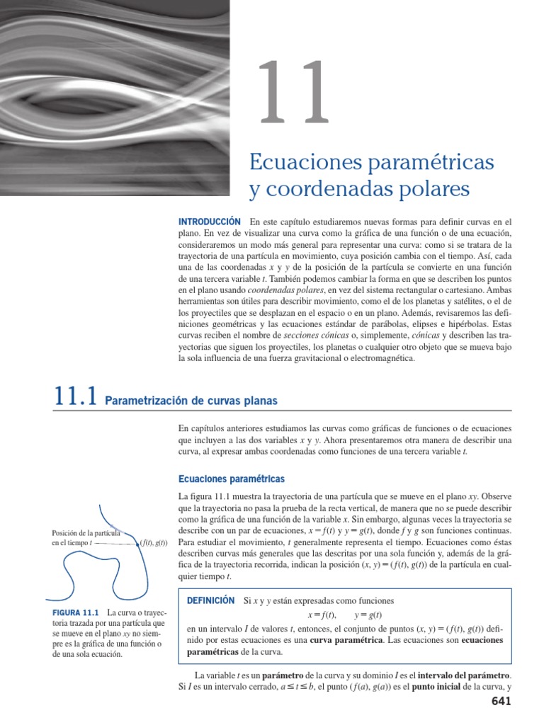 Thomas Una Variable 13e: Cap.11 Ecuaciones Paramétricas | PDF | Curva ...