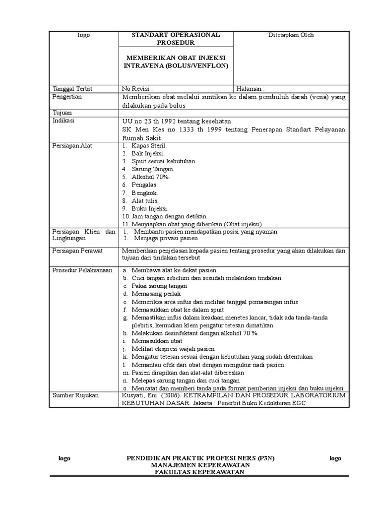 SOP Injeksi IV Venflon | PDF