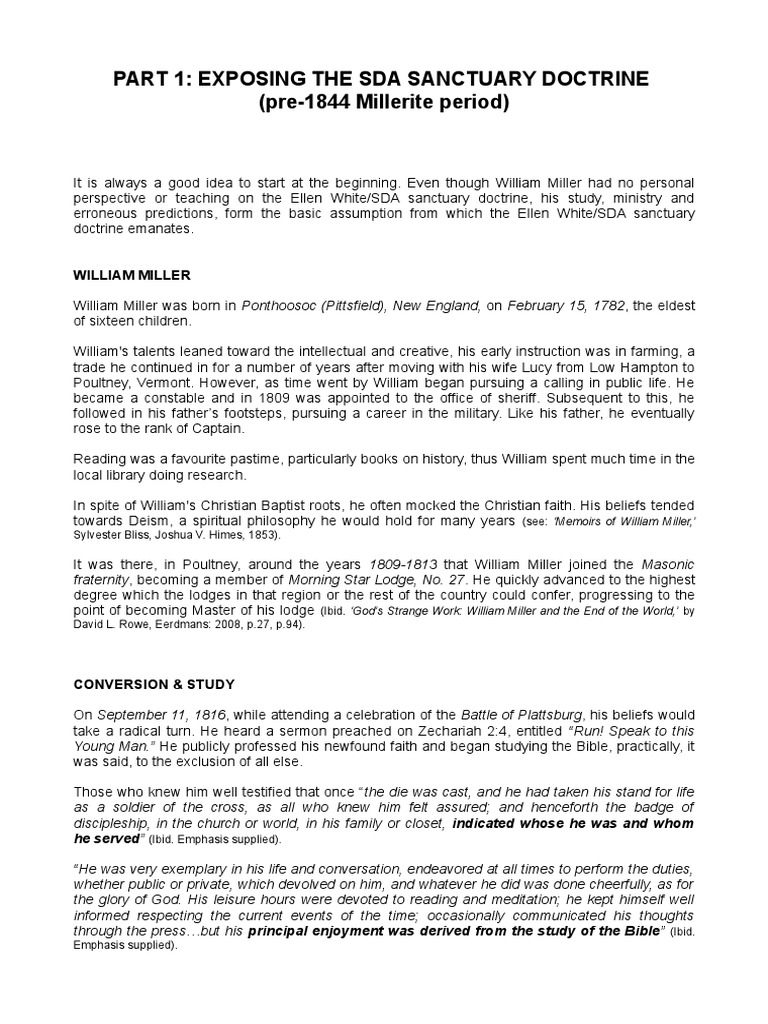William Miller's Influence on SDA Doctrine | PDF | Daniel (Biblical ...