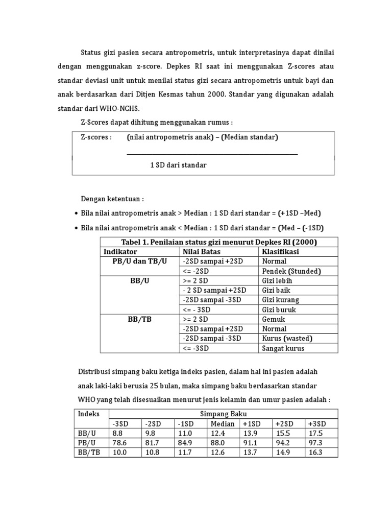 Penilaian Status Gizi Anak dengan Z-Score | PDF