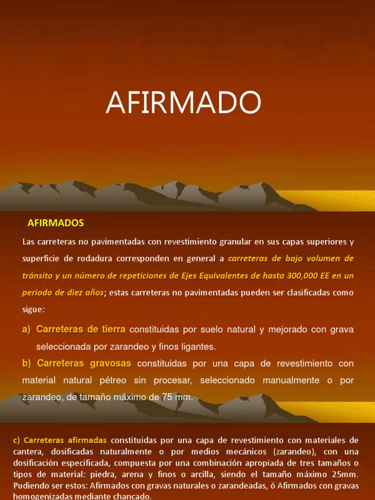 Diseño de Afirmado | PDF | Cemento | Ingeniería de Edificación