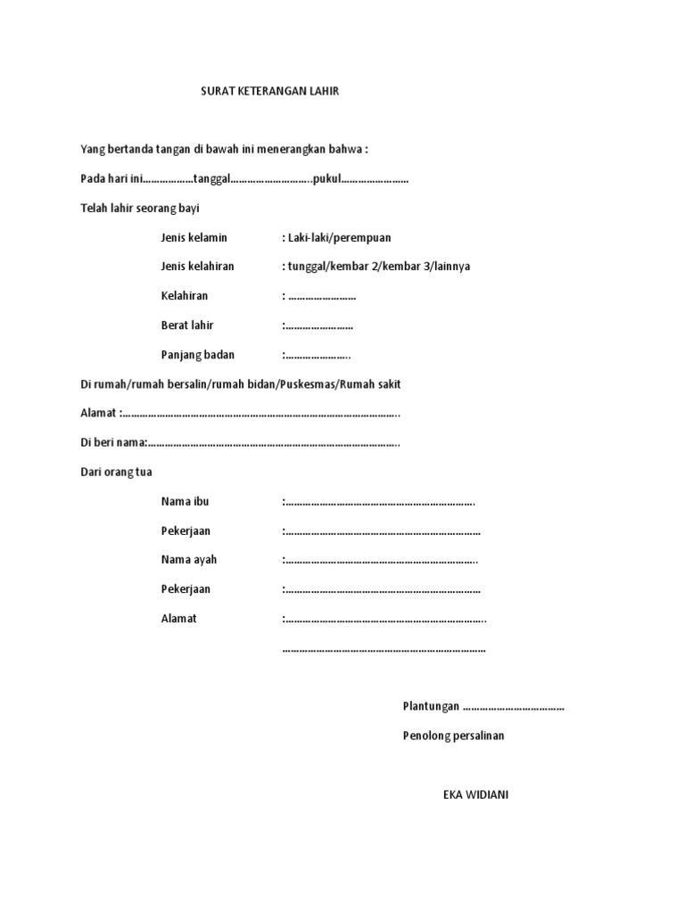 Surat Keterangan Lahir | PDF
