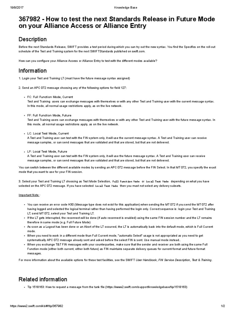 How To Test The Next Standards Release in Future Mode On Your Alliance ...