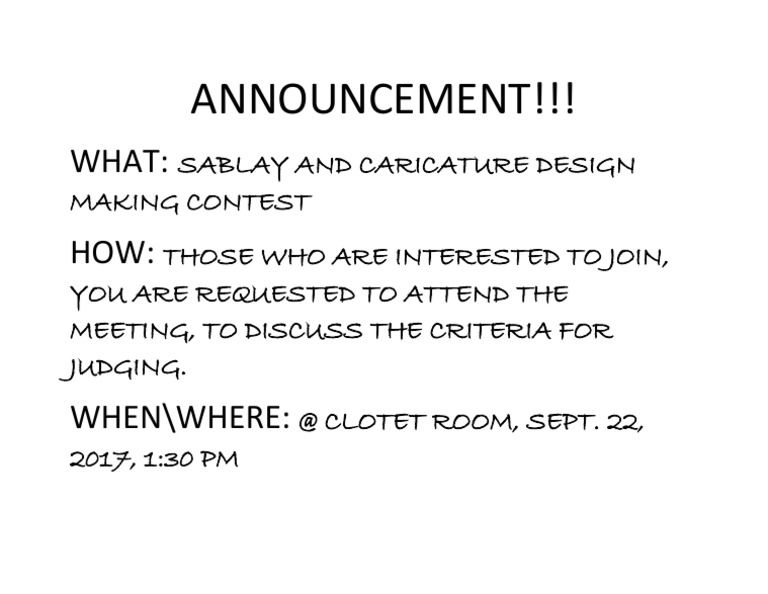 Sablay & Caricature Contest Info | PDF