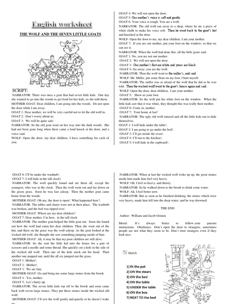 The Wolf and The Seven Little Goats: Script | PDF | Leisure