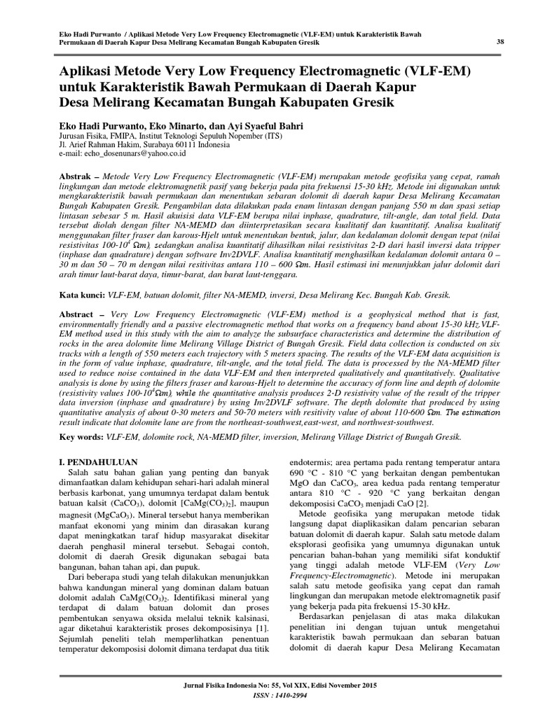 Aplikasi Metode Very Low Frequency Electromagnetic (VLF-EM) Untuk ...