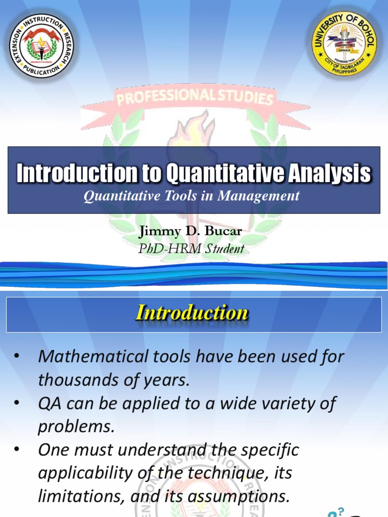 Introduction To Quantitative Analysis FINAL REPORT | PDF | Quantitative Research | Statistics