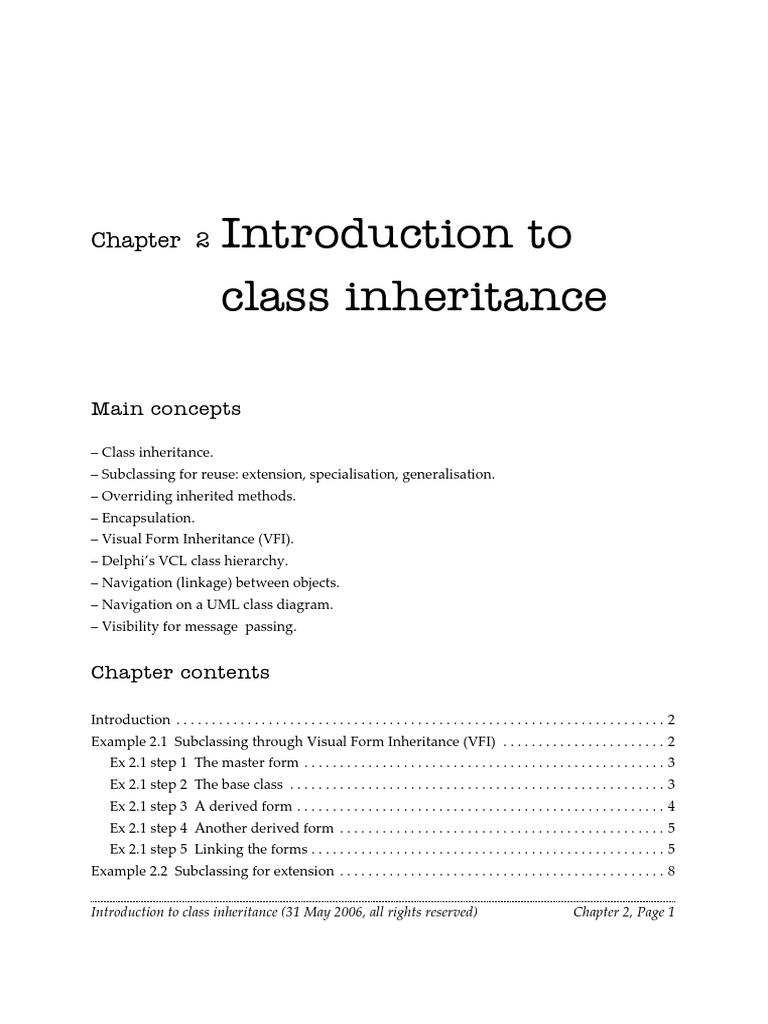 Introduction To Class Inheritance In Delphi Pdf Inheritance Object Oriented Programming