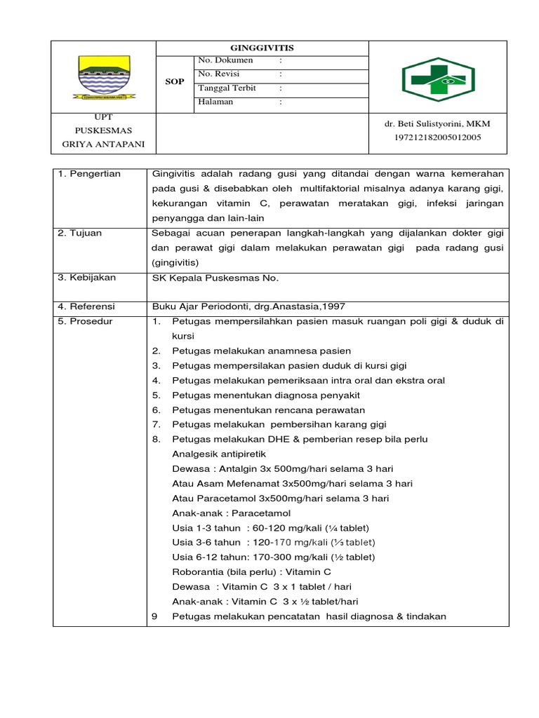 SOP Gingivitis | PDF