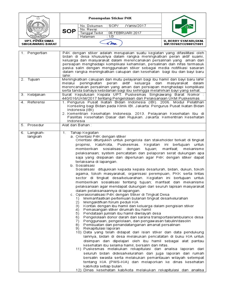 SOP Sticker P4K | PDF