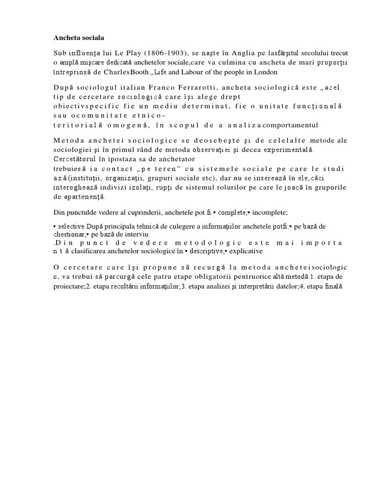 Ancheta Sociala | PDF