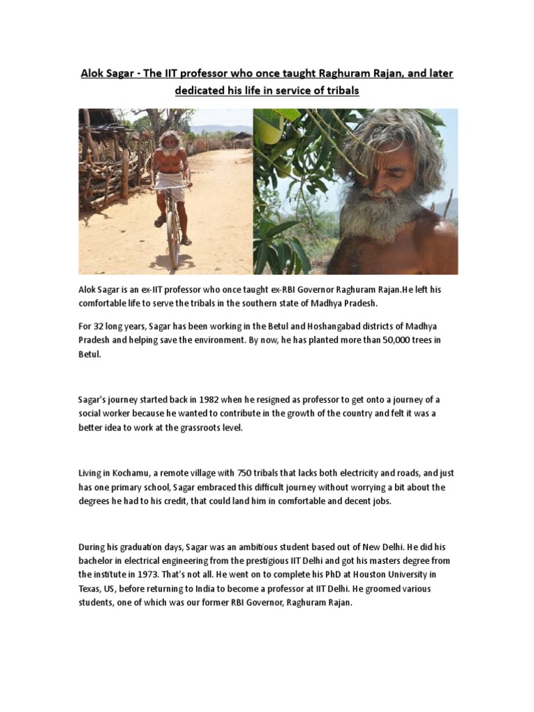 Alok Sagar - The Unique Story of An IIT Professor | PDF