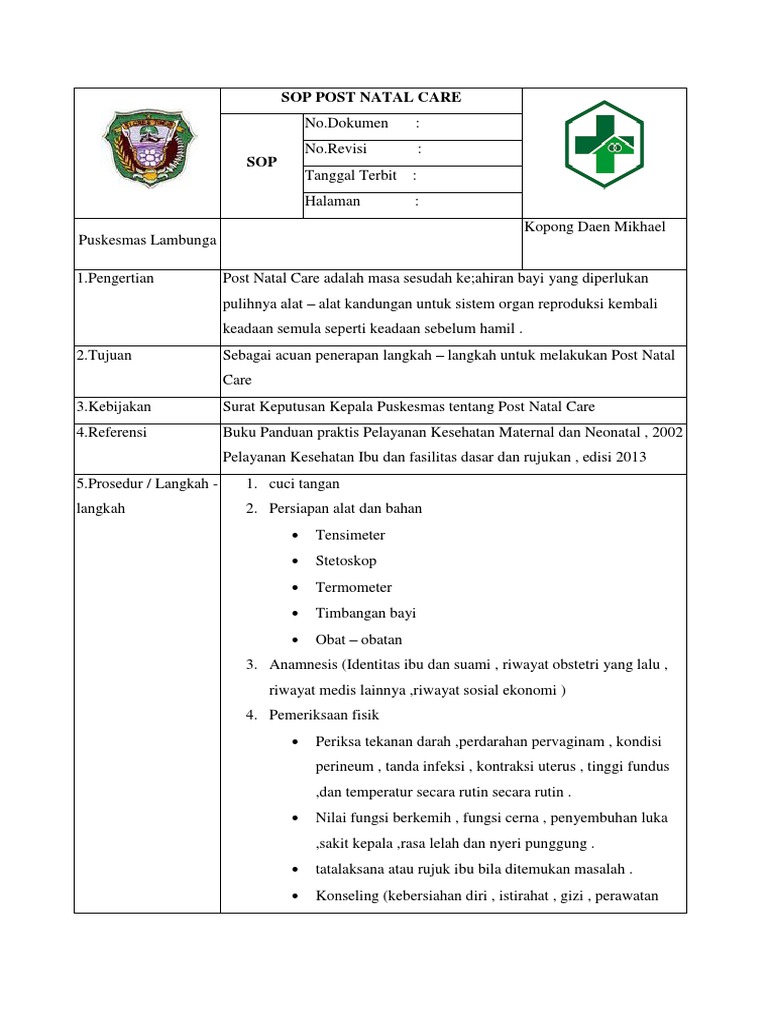Sop PST Natal Care | PDF