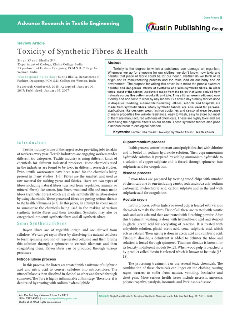 Toxicity of Synthetic Fibres & Health | PDF | Textiles | Fibers