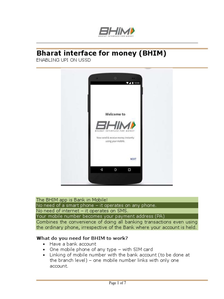 Bharat Interface For Money (BHIM) | PDF | Personal Identification ...