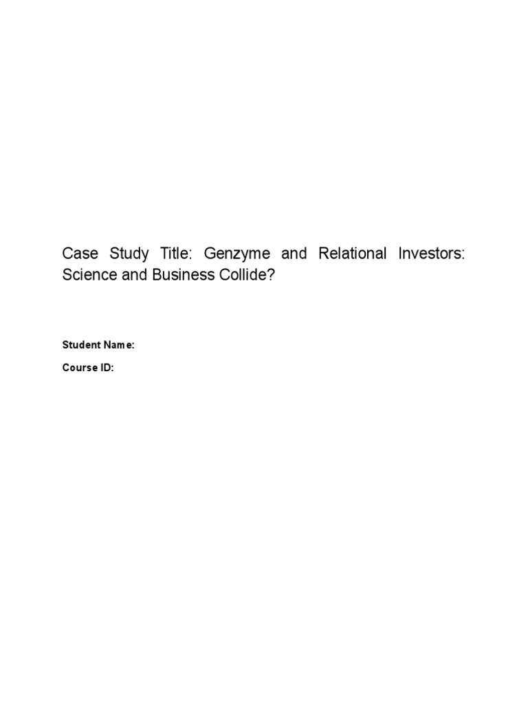 Genzyme vs. Relational Investors Analysis | PDF | Share Repurchase | Stocks
