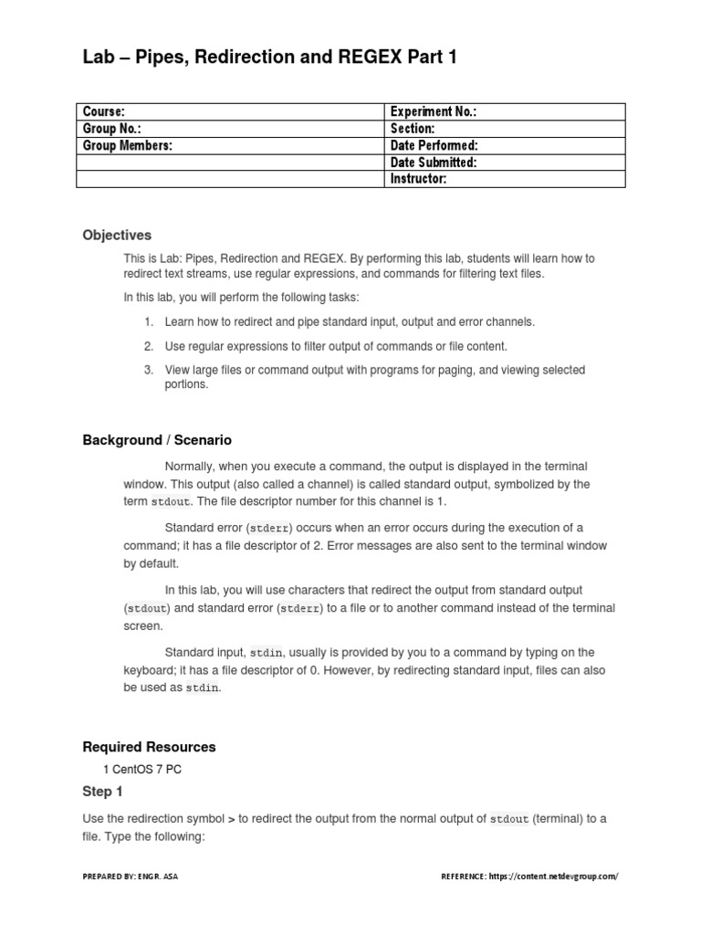 Lab: Pipes, Redirection, and Regex | PDF | Operating System Technology | Unix