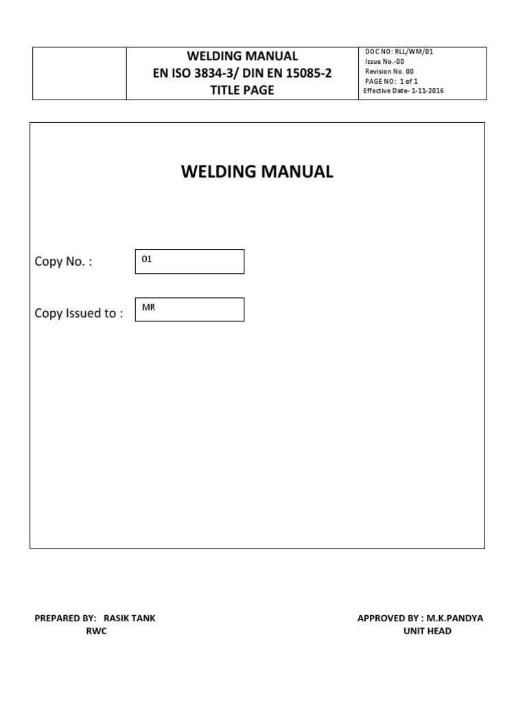 Welding Manual for EN ISO 3834-3 Standards | PDF | Nondestructive ...