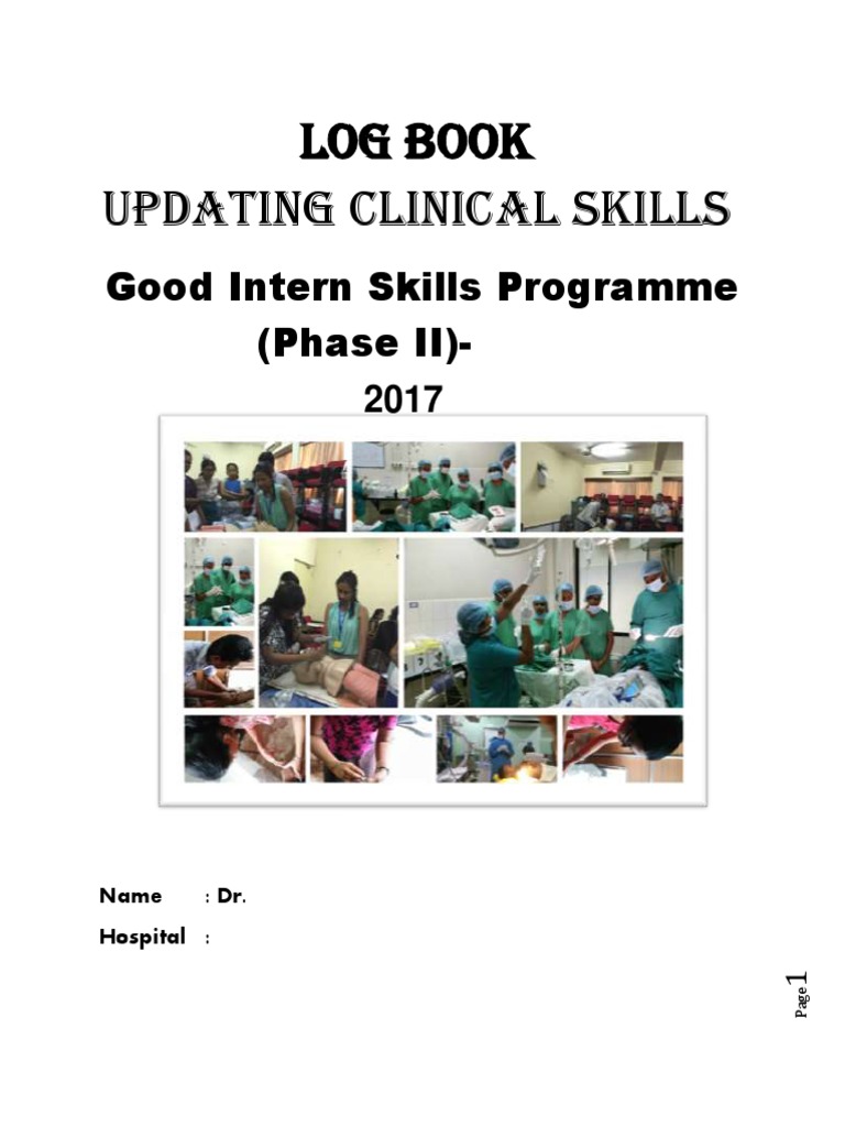 Log Book Updating Clinical Skills: Good Intern Skills Programme (Phase ...