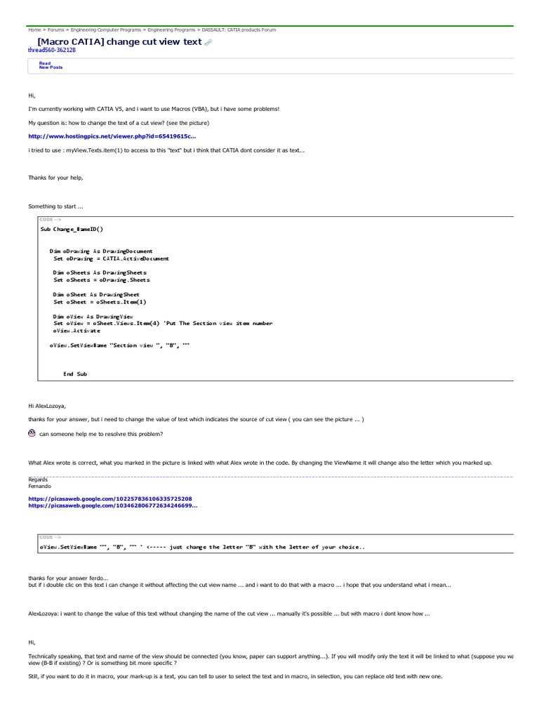 (Macro CATIA) Change Cut View Text - DASSAULT - CATIA Products - Eng-Tips | PDF | Internet Forum ...