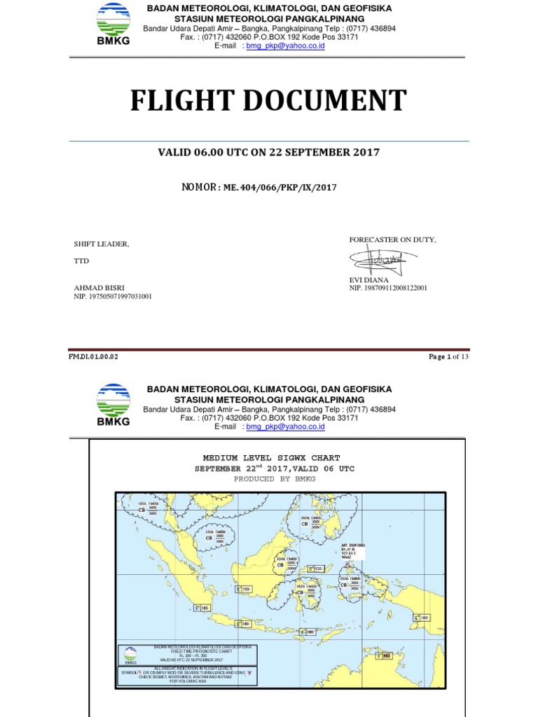 Flight Document: Valid 06.00 Utc On 22 September 2017 | PDF