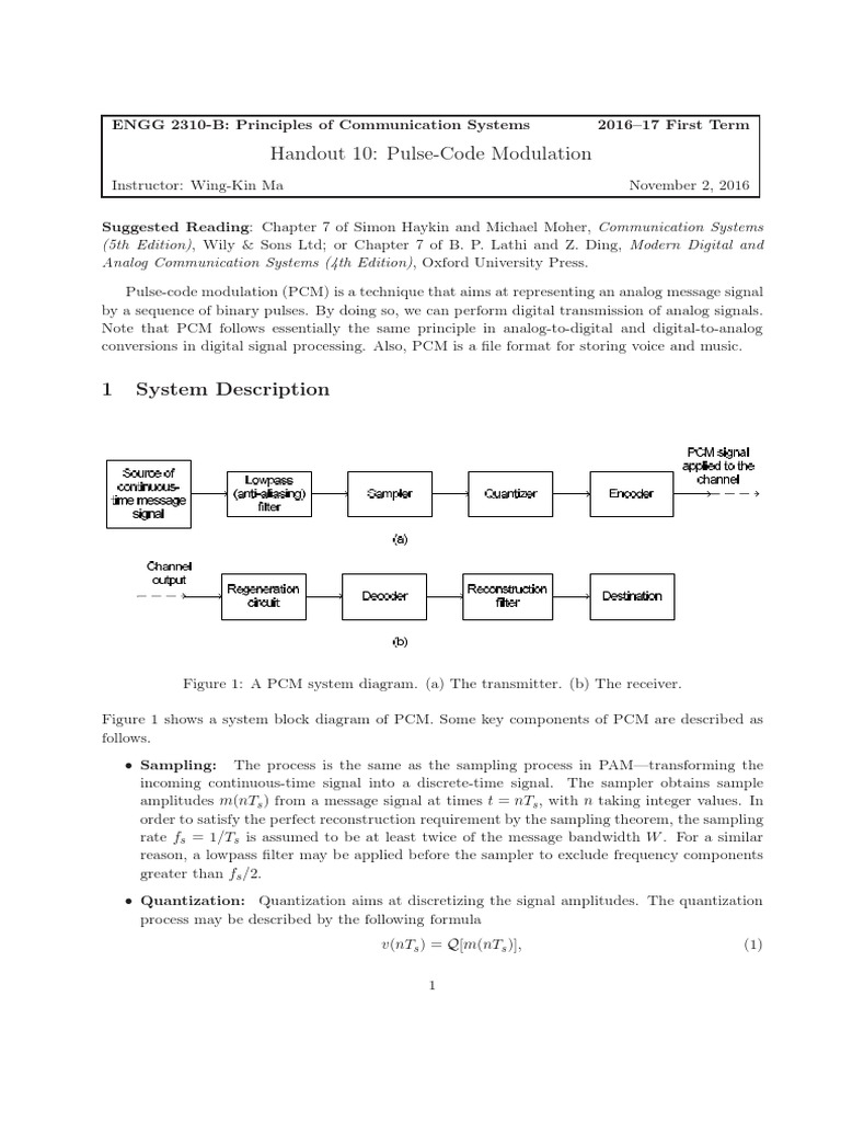 Handout 10: Pulse-Code Modulation | Download Free PDF | Sampling (Signal Processing) | Modulation