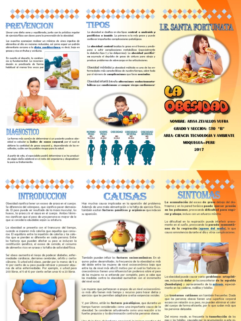 Triptico Obesidad | PDF | Tejido adiposo | Obesidad