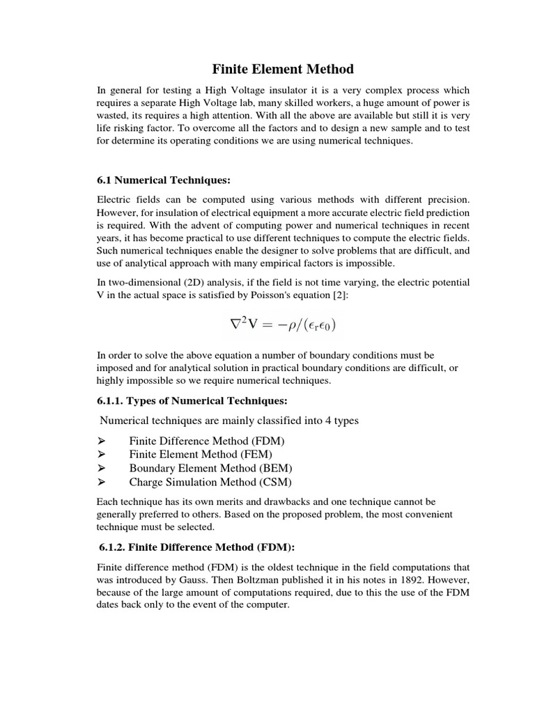 Finite Element Method: 6.1 Numerical Techniques | PDF | Finite Element Method | Numerical Analysis