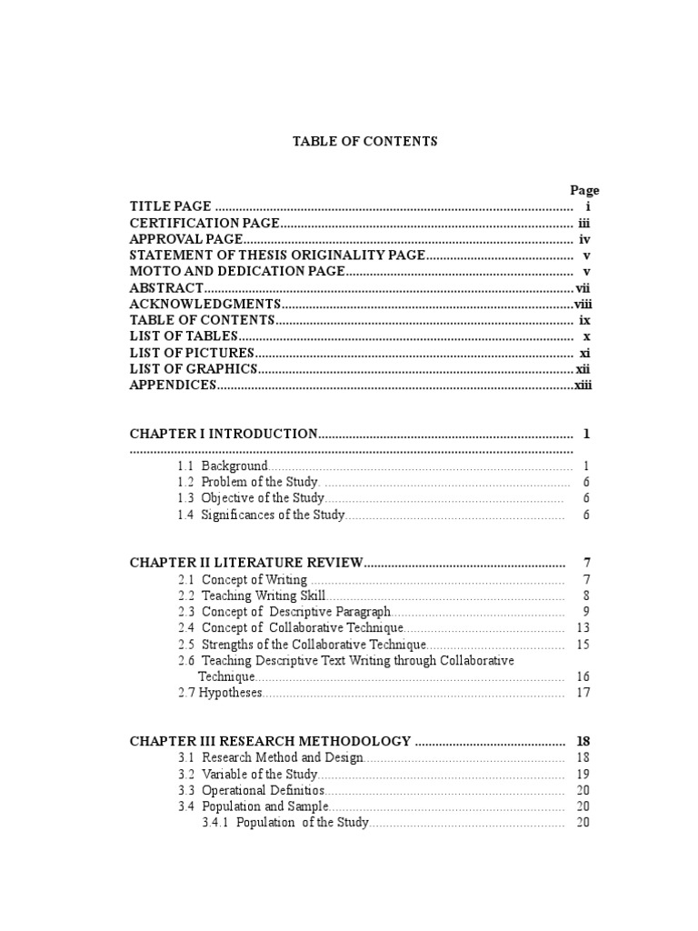Contoh Table of Content | PDF | Experiment | Statistics