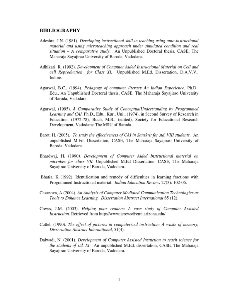 Bibiliography | PDF | Thesis | Educational Technology