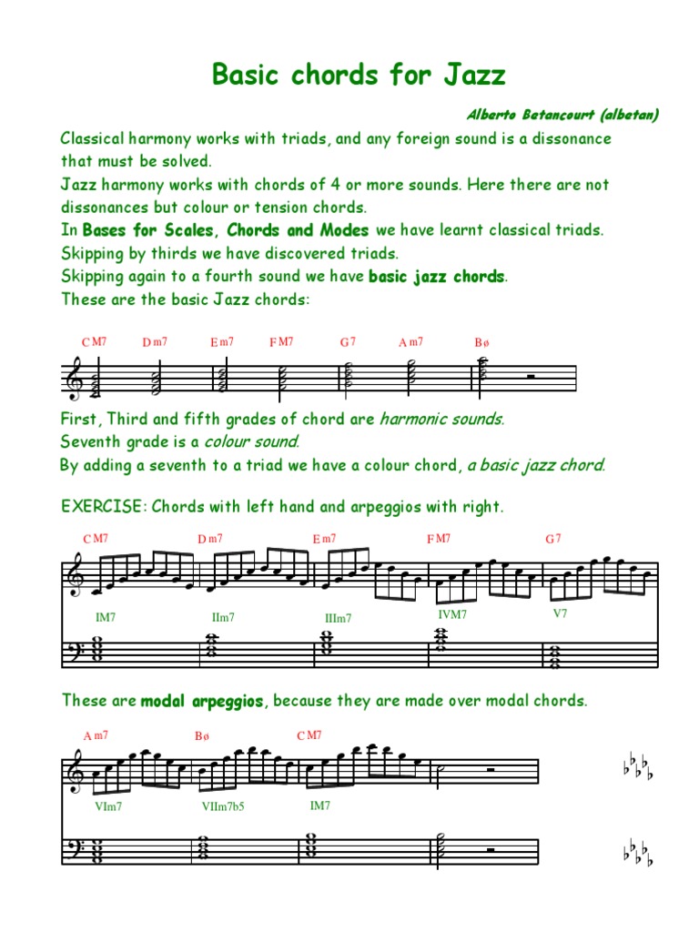 Basic Chords For Jazz: Harmonic Sounds. Colour Sound. A Basic Jazz ...