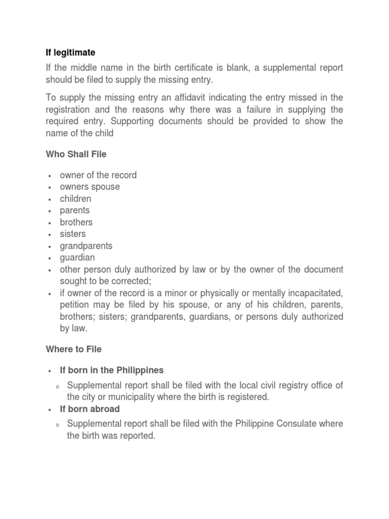 If Legitimate: Who Shall File | PDF