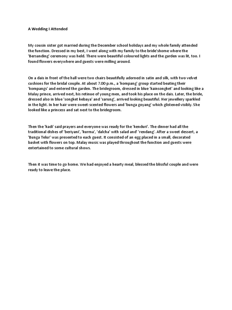 Essay A Wedding I Attended | PDF