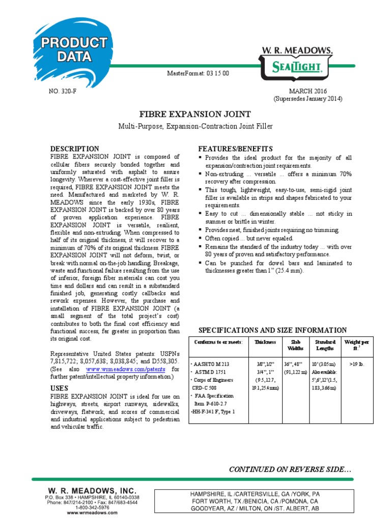 Fibre Expansion Joint | PDF | Concrete | Building Materials