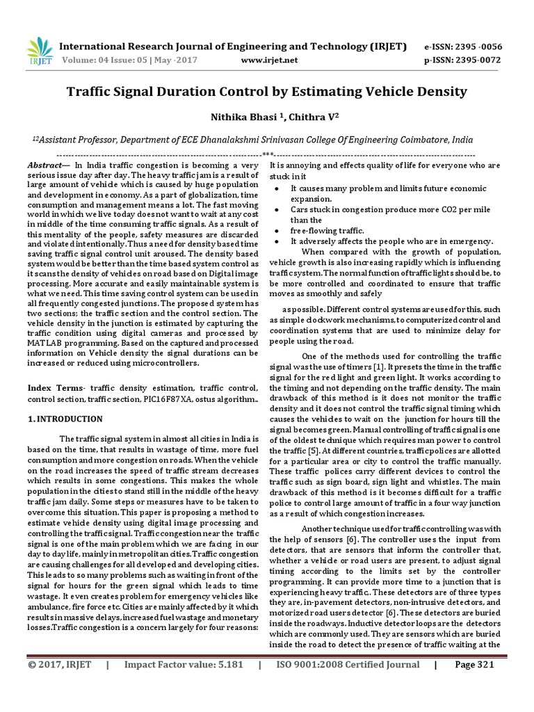 Traffic Signal Duration Control by Estimating Vehicle Density | PDF ...