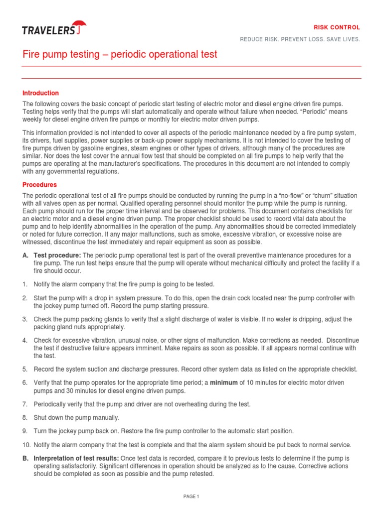 Fire Pump Testing - Periodic Operational Test | PDF | Pump | Valve