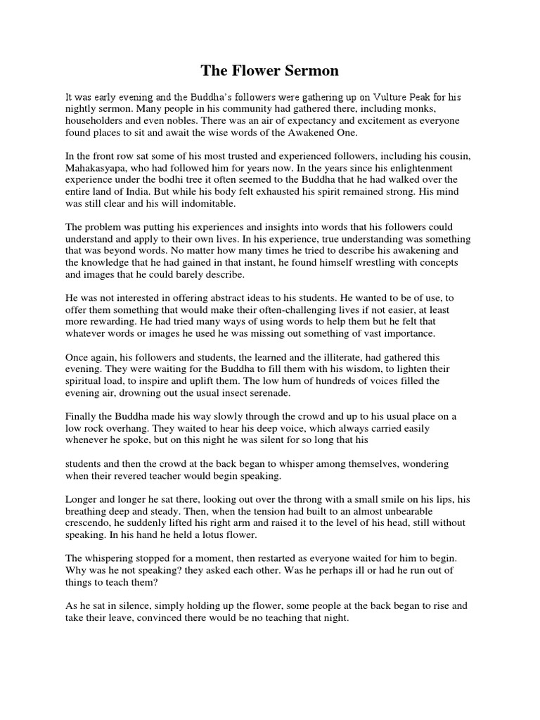 The Flower Sermon | PDF | Enlightenment In Buddhism | Religious ...