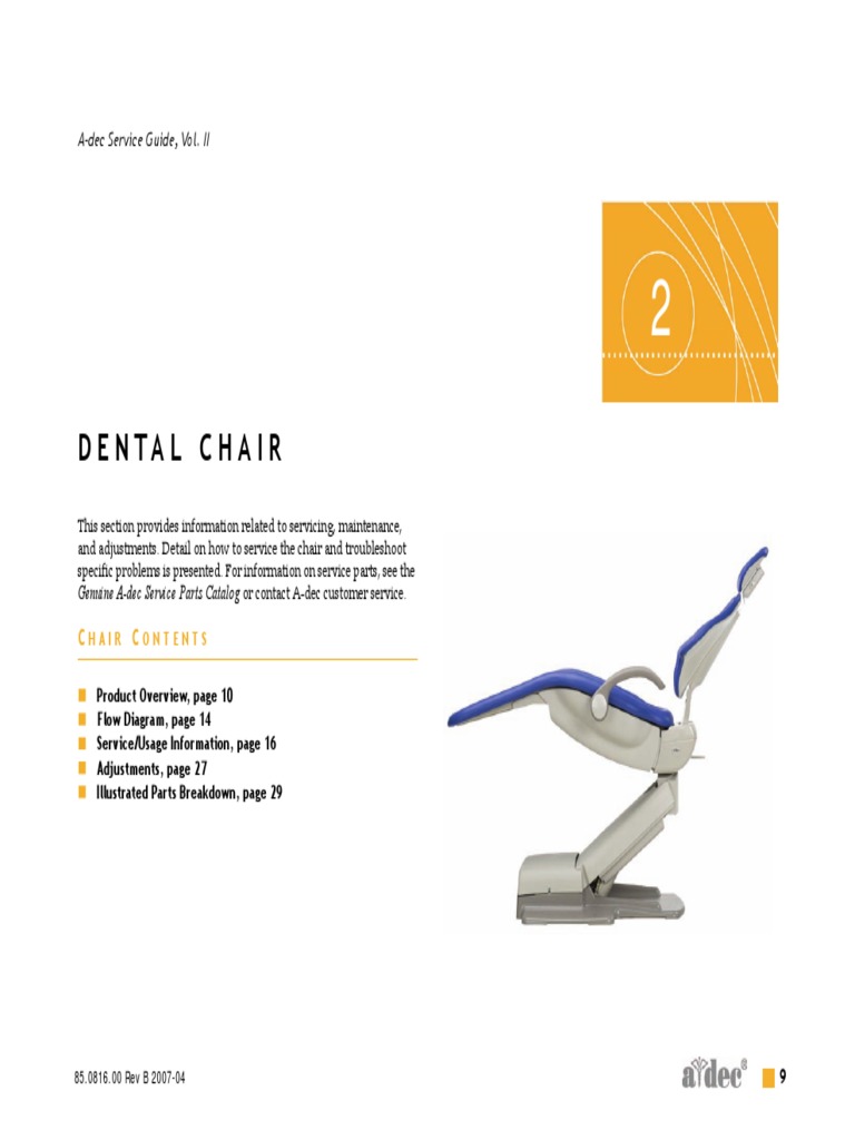 Dental Chair: A-Dec Service Guide, Vol. II | PDF | Switch | Screw