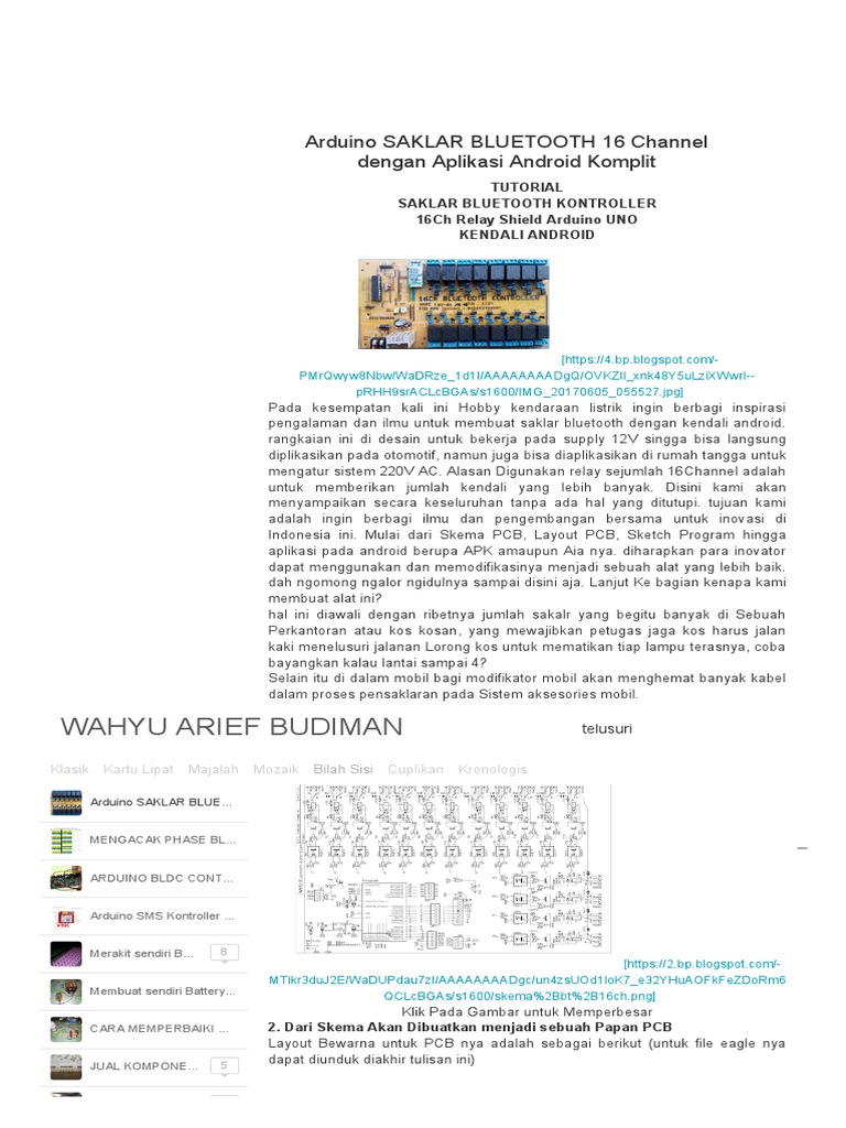 Arduino SAKLAR BLUETOOTH 16 Channel Dengan Aplikasi Android Komplit | PDF